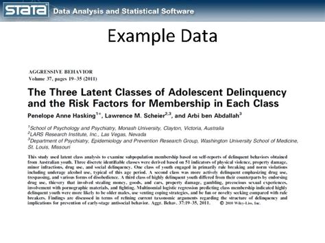 Latent Class Analysis Using Stata Chuck Huber Stata