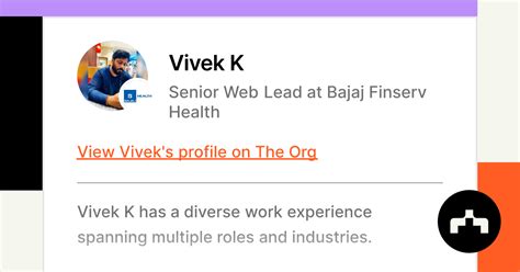vivek k senior web lead at bajaj finserv health the org