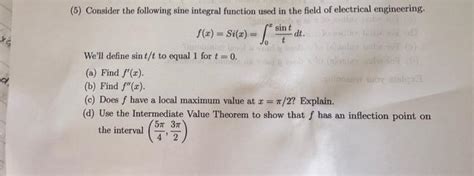 solved 5 consider the following sine integral function