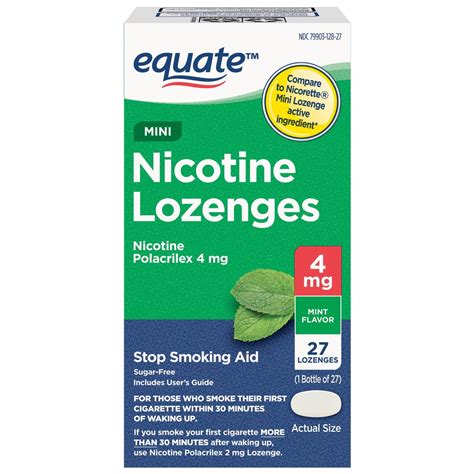 Equate Mini Nicotine Polacrilex Lozenges Stop Smoking Aid 4 Mg Mint