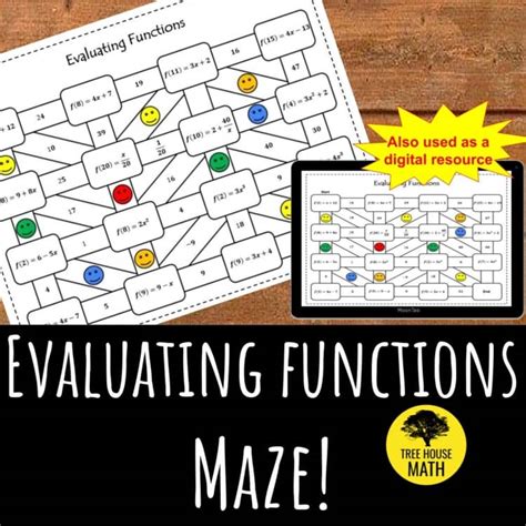 Evaluating Functions Maze Algebra Activity By Tree House Math Tpt