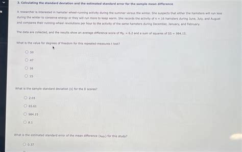 Solved Calculating The Standard Deviation And The Chegg