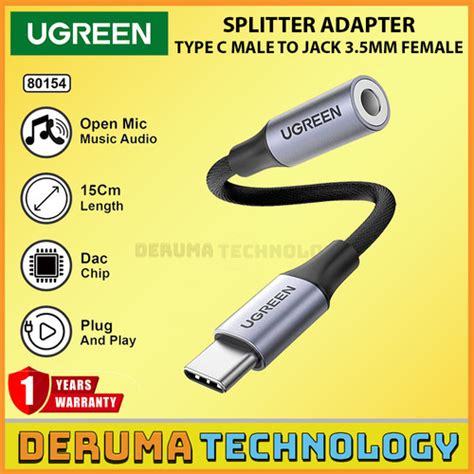 Jual Ugreen Converter Adapter Splitter Audio Dac Type C To Aux Mm Splitter