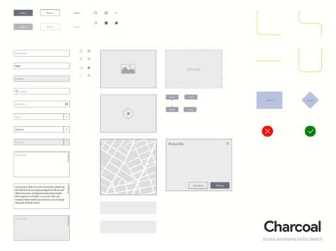 Sketch Wireframe Kit Charcoal Freebie Download Sketch Resource Sketch Repo
