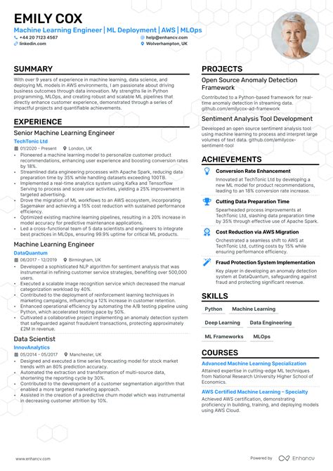 Machine Learning CV Examples Guide For 2025