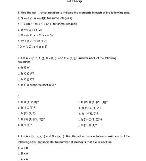 Set Theory 1 Use The Set Roster Notation To Chegg Com