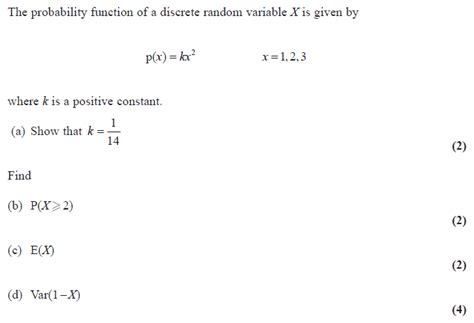 Exam Questions Discrete Random Variables ExamSolutions