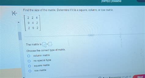Solved Points ﻿possiblefind The Size Of The Matrix
