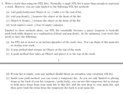 Solved Write A Stack Class Using Two Stl Lists Chegg