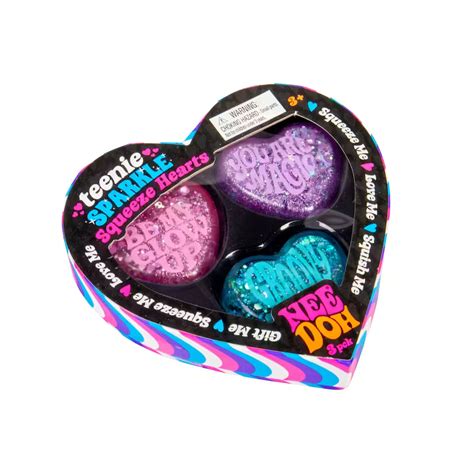 Needoh Teenie Sparkle Squeeze Hearts 3 Pack Sensory Fidget Toy Ireland