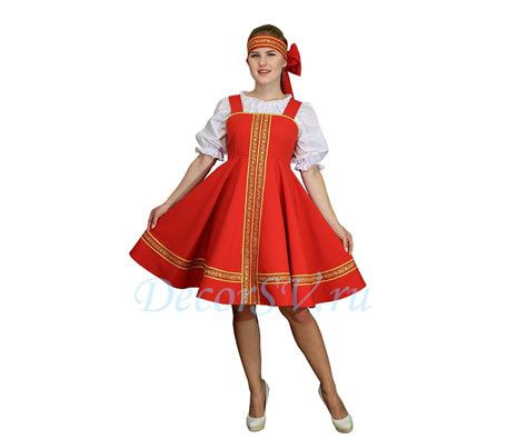 Русский народный сарафан. Цвет сарафана красный – купить оптом и в ...