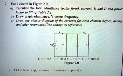 2for A Circuit In Figure 20 A Calculate The Total Admittance Polar Form Currentii And I And Powe