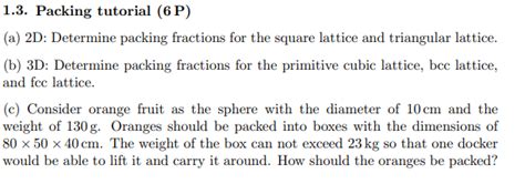 Solved 1 3 Packing Tutorial 6 P A 2d Determine Packing