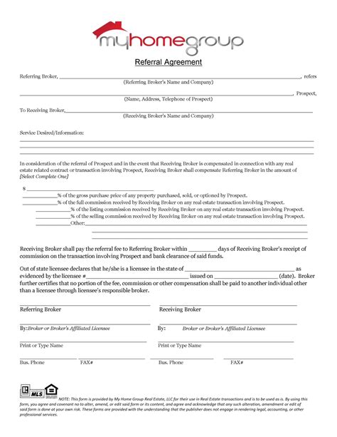 Free Printable Simple Referral Agreement Templates Pdf Word