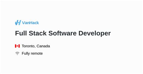Full Stack Software Developer Vanhack