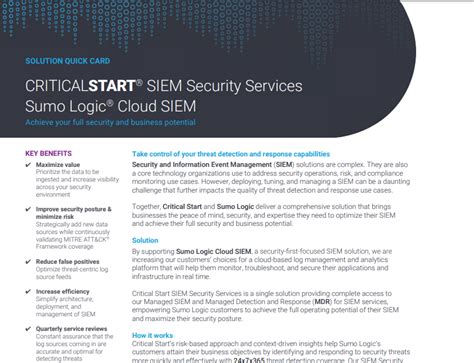CRITICALSTART SIEM Security Services Sumo Logic Cloud SIEM Critical