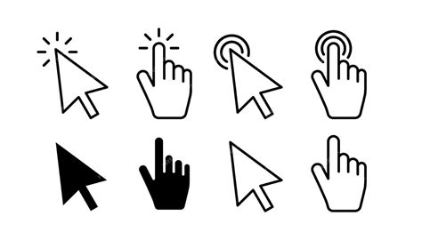 Premium Vector Set Of Mouse Click Cursor Arrow Icons Hand Cursor And Loading Icons