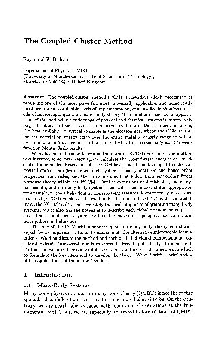 Pdf Coupled Cluster Method