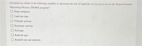 Solved Scientists Use Which Of The Following Variables To Chegg