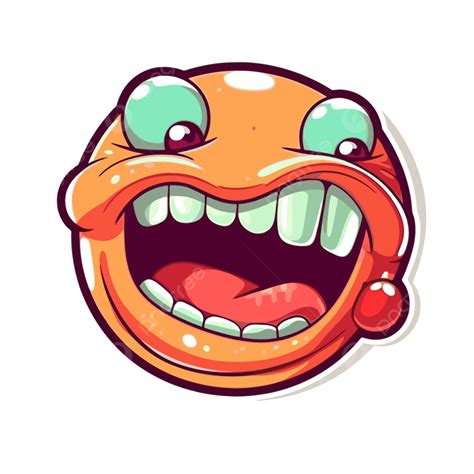 큰 이빨을 가진 화난 오렌지 미소 클립 아트 벡터 만화 혀가 튀어나와 있는 스티커 디자인 상표 Png 일러스트 및 벡터 에 대한 무료 다운로드 Pngtree