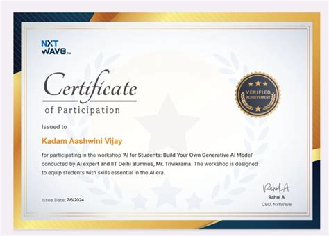Aashwini Kadam On Linkedin Nxtwave Ai Certificate Generativeai Achievementunlocked