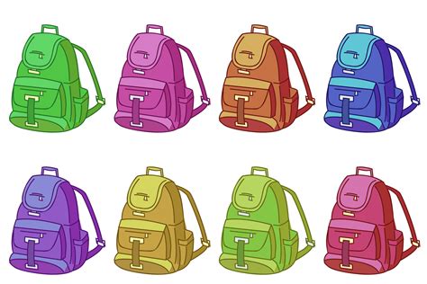 Collection Of Bags Colorful Backpack Illustrations Collection Vibrant