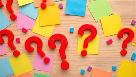 Colorful Memo Notes With Red Question Marks On Light Wooden Surface Bright Colorful Notes