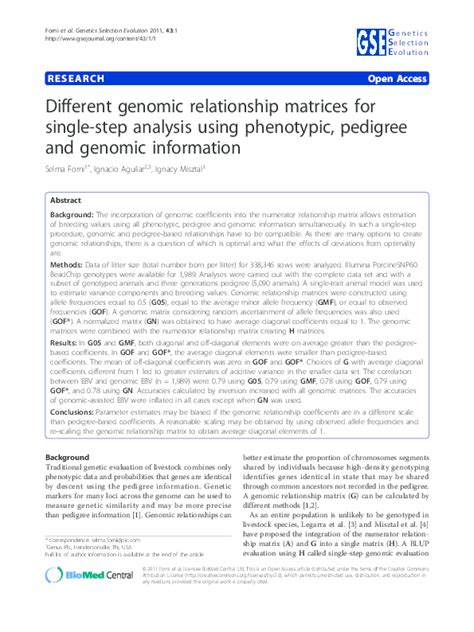 Pdf Different Genomic Relationship Matrices For Single Step Analysis Using Phenotypic