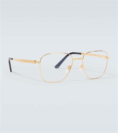 Santos De Cartier Square Glasses In Gold Cartier Eyewear Collection