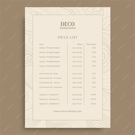 가격표 템플릿 디자인 무료 벡터