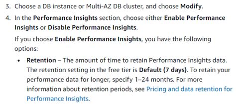 amazon web services how do i disable rds performance insights for a