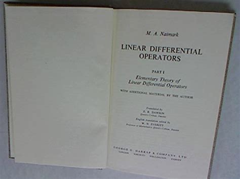Linear Differential Operators Part I 1 Elementary Theory Of Linear Differential Operators M