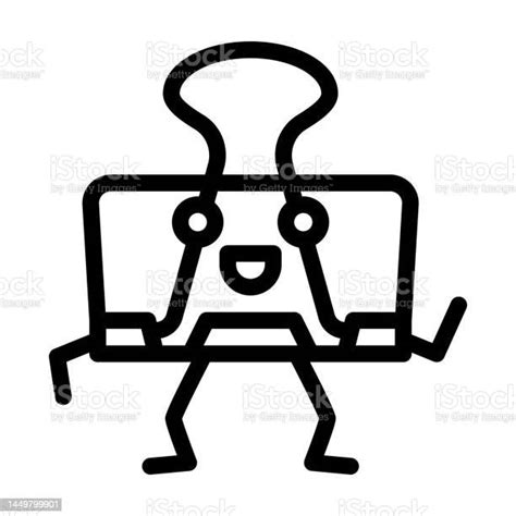 바인더 클립 학교 캐릭터 라인 아이콘 벡터 일러스트 레이 션 계산기에 대한 스톡 벡터 아트 및 기타 이미지 계산기 교육