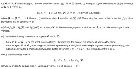 Let G V E Be A Finite Graph And Consider The