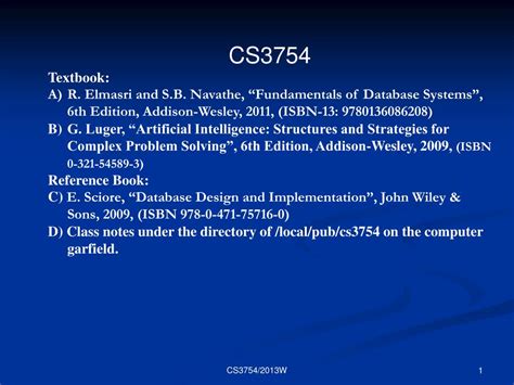 Ppt Cs3754 Textbook R Elmasri And S B Navathe “fundamentals Of Database Systems” 6th