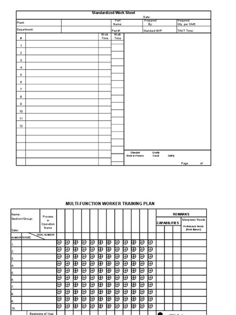 Standardized Work Sheet Reason Teaching