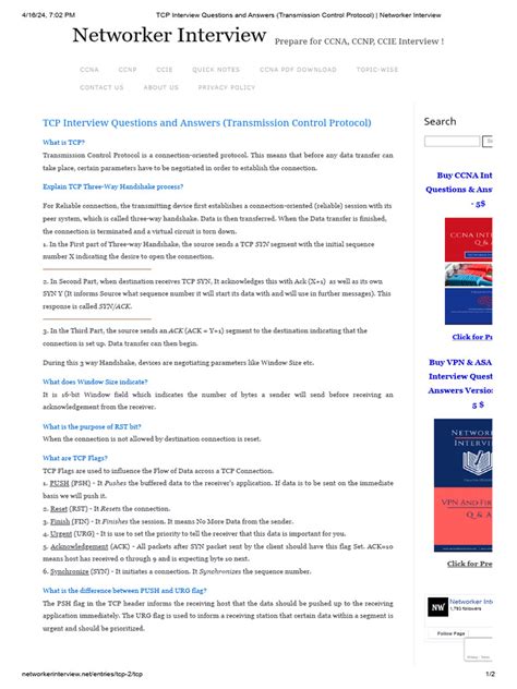 tcp interview questions and answers transmission control protocol