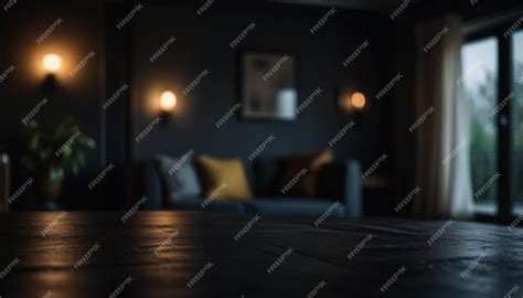 темная комната с темной стеной и картиной лампы на стене Премиум Ai сгенерированное изображение