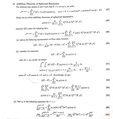 44 Addition Theorem Of Spherical Harmonics For