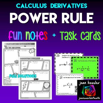 Derivatives Power Rule Task Cards Plus FUN Notes Doodle Pages Calculus