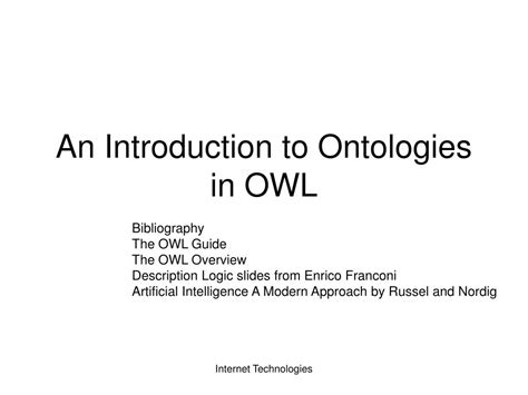 Ppt An Introduction To Ontologies In Owl Powerpoint Presentation