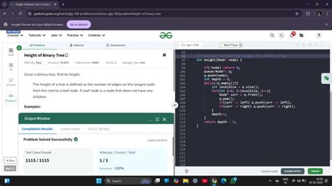 Trinadh Poli On Linkedin Binarytree Treeheight Bfs Levelordertraversal Gfg160 Geekstreak2024