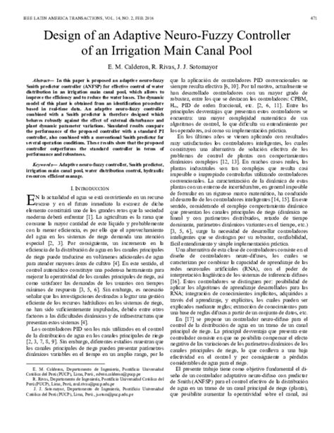 Pdf Design Of An Adaptive Neuro Fuzzy Controller Of An Irrigation