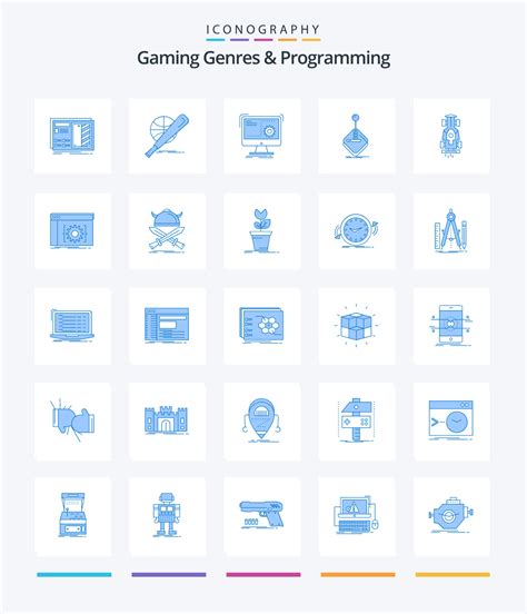 Creative Gaming Genres And Programming 25 Blue Icon Pack Such As Gaming