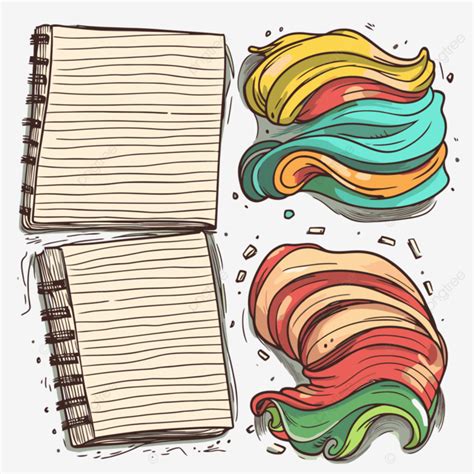 Lined Paper Vector Sticker Clipart Colorful Wavy Hair Drawn A Sketch