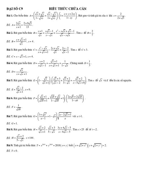 Ai So C9 Bieu Thuc Chua Can Pdf