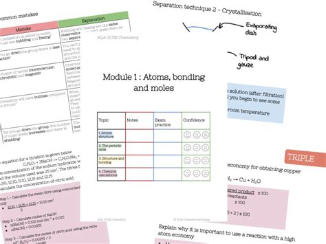 Aqa Gcse Chemistry Model Answer Revision Notes Topic 1 Teaching
