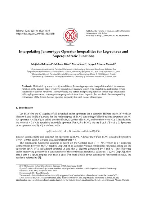 Pdf Interpolating Operator Jensen Type Inequalities For Log Convex