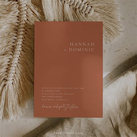 Rust Wedding Invitation Template Digital Download Terracotta Etsy