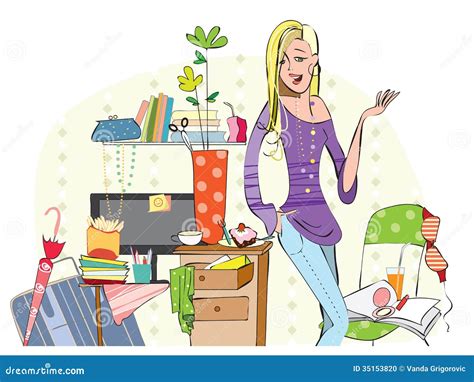 Young Girl In A Messy Room Stock Vector Illustration Of Disorder 35153820